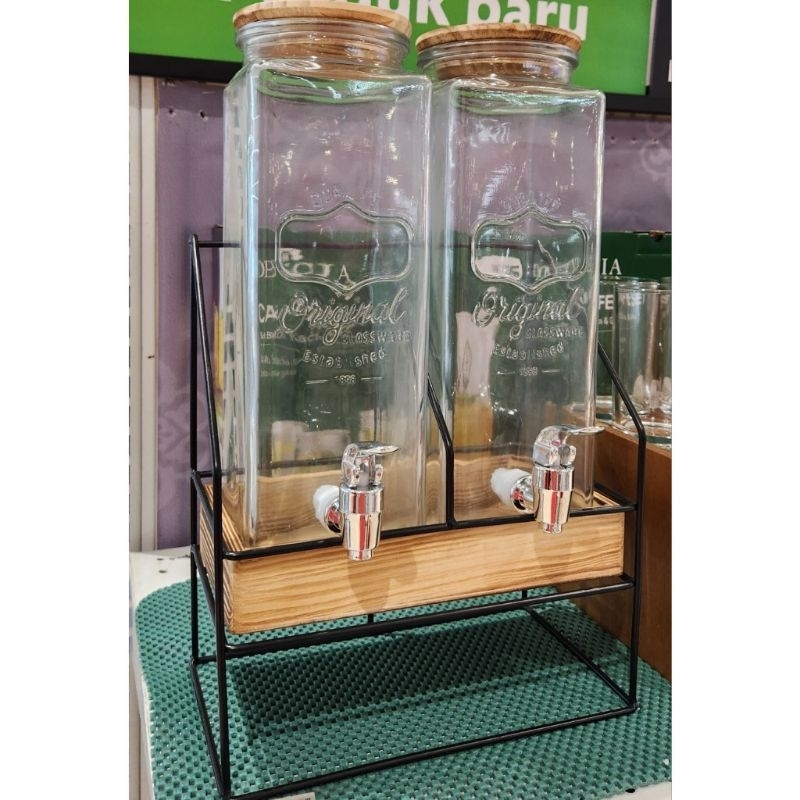 Jual Dispenser Minuman Kaca Set 2 Unit x 2.3 Liter / Beverage Dispenser ...