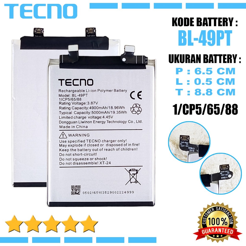 Jual Baterai Battery Original Tecno BL-49PT/BL49PT Compatible Hp Tecno ...