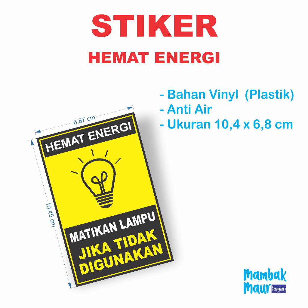 Jual STIKER KECIL - HEMAT ENERGI MATIKAN LISTRIK BAHAN VINYL (PLASTIK ...