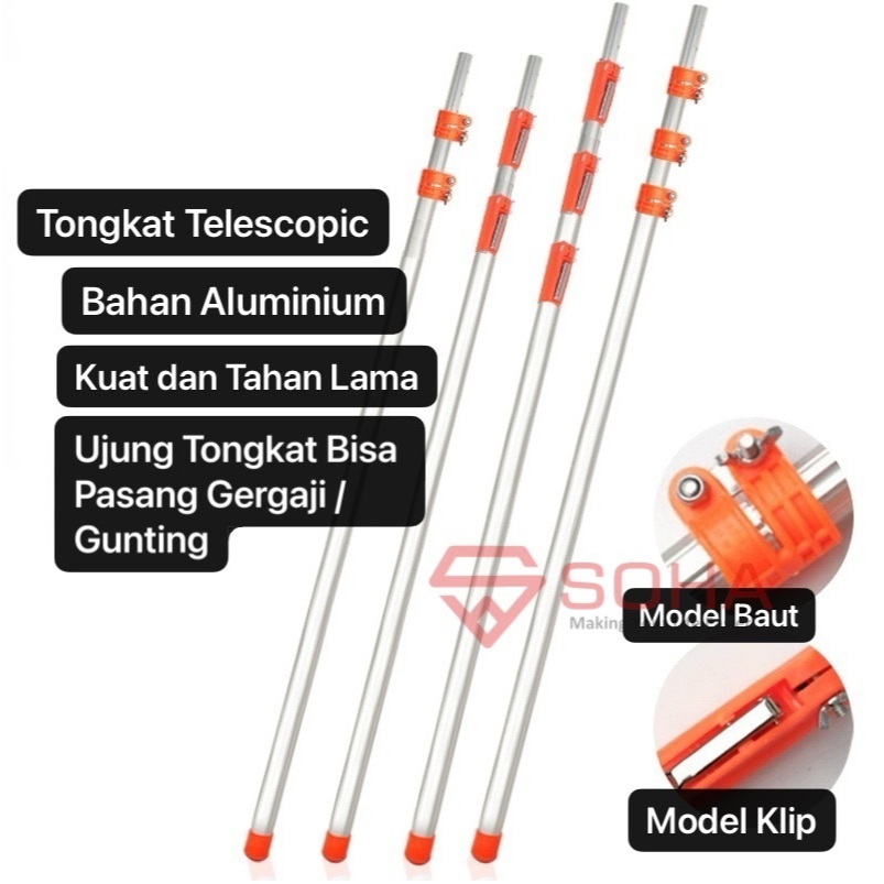 Jual Galah Tongkat Telescopic Potong Ranting Pohon Pasang Gergaji / Gunting Alat Pemetik ...