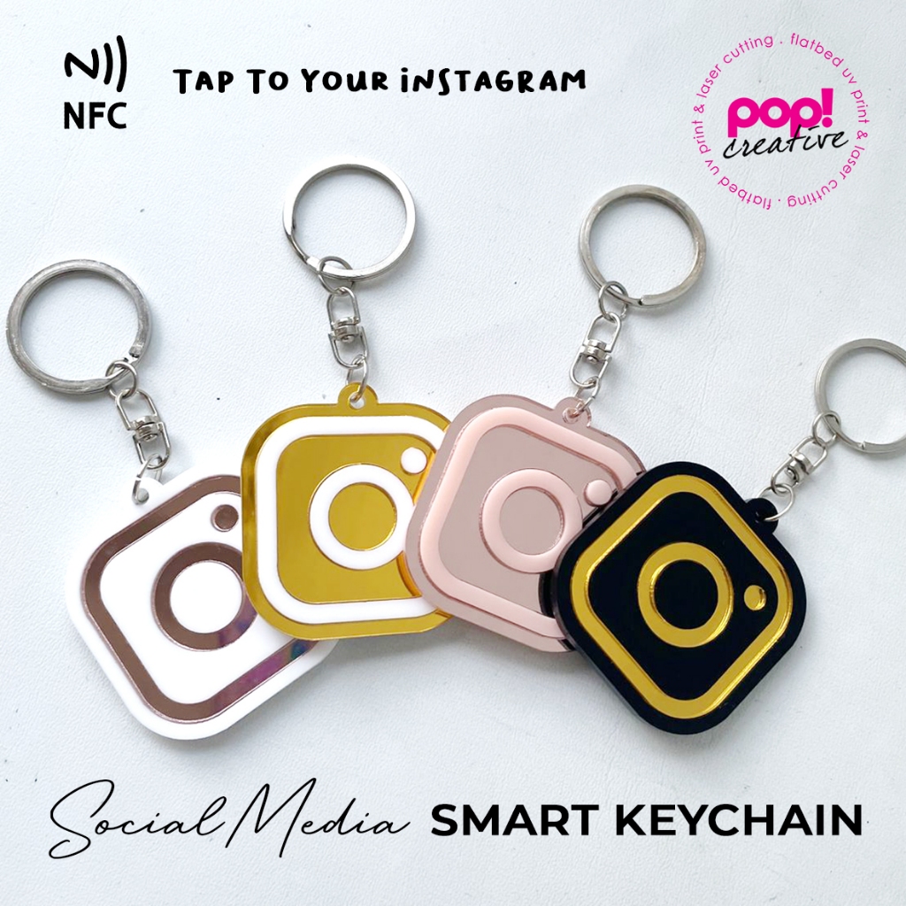 Jual Instagram Smart NFC keychain social media NFC TAP Digital Gantungan Kunci Pintar | Shopee ...