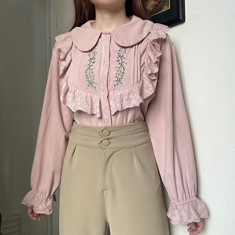 Jual Odelia Top atasan BKK blouse kemeja wanita bordir lace renda corduroy korean style by Biel ...