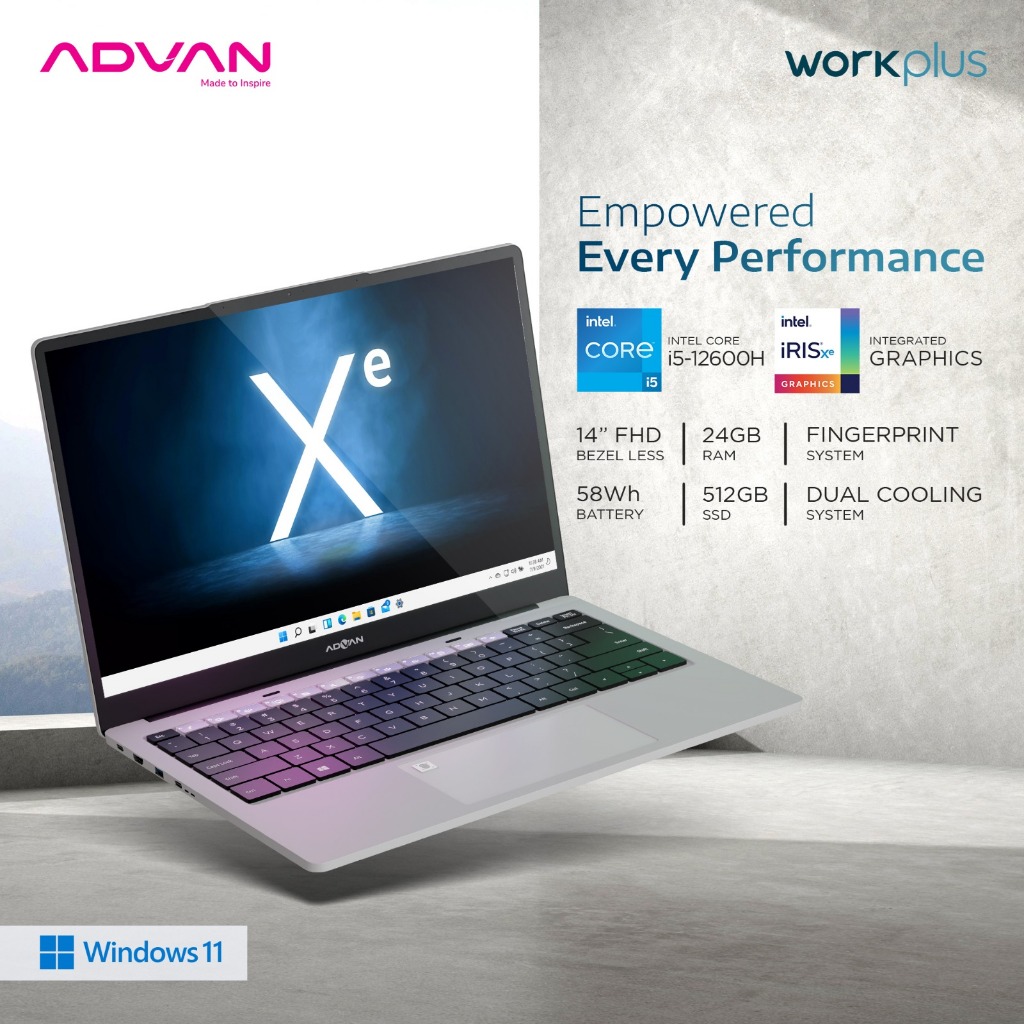 Jual ADVAN Laptop Workplus | Intel i5 12600H | Intel iRIS Xe | 14'' FHD ...