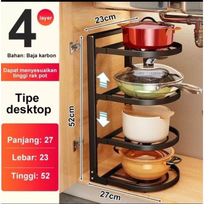 Jual Rak panci 4susun besi | Shopee Indonesia