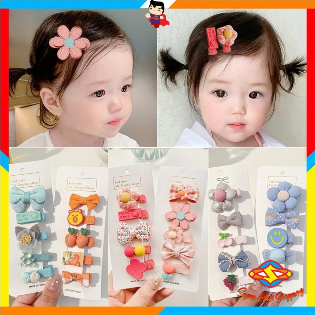 Jual SMS Jepit Rambut Anak Perempuan Lucu 5 in 1 Jepitan Rambut Fashion ...