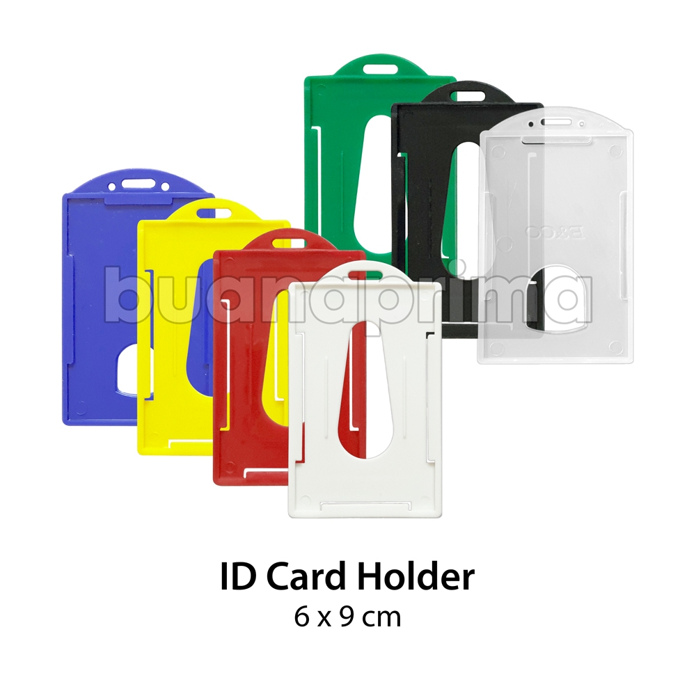 Jual ID Card Holder Plastik Warna Hijau Biru Merah Kuning Hitam ...