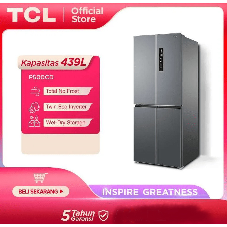 Jual TCL P500CD Kulkas Multi Doors 4 Pintu Twin Eco Inverter 439 Liter ...