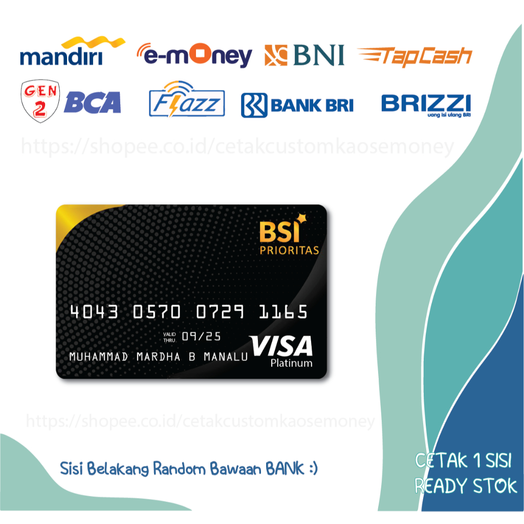 Jual KARTU E MONEY E TOLL KARTU BSI PRIORITAS VISA PLATINUM BLACK ...