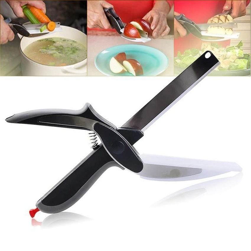 Jual CLEVER CUTTER GUNTING DAPUR 2in1 | Pisau Gunting Dapur Serbaguna ...