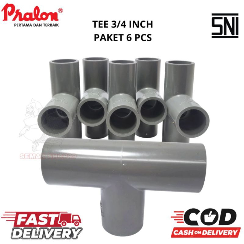 Jual pralon tee t 3/4"in ( paket 6 pcs ) tee sambungan pipa 3 cabang ...