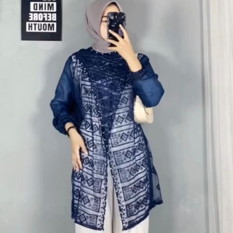 Jual Keyra Outer Brokat Organza Full Payet / Tunik Brokat / Baju Hari ...