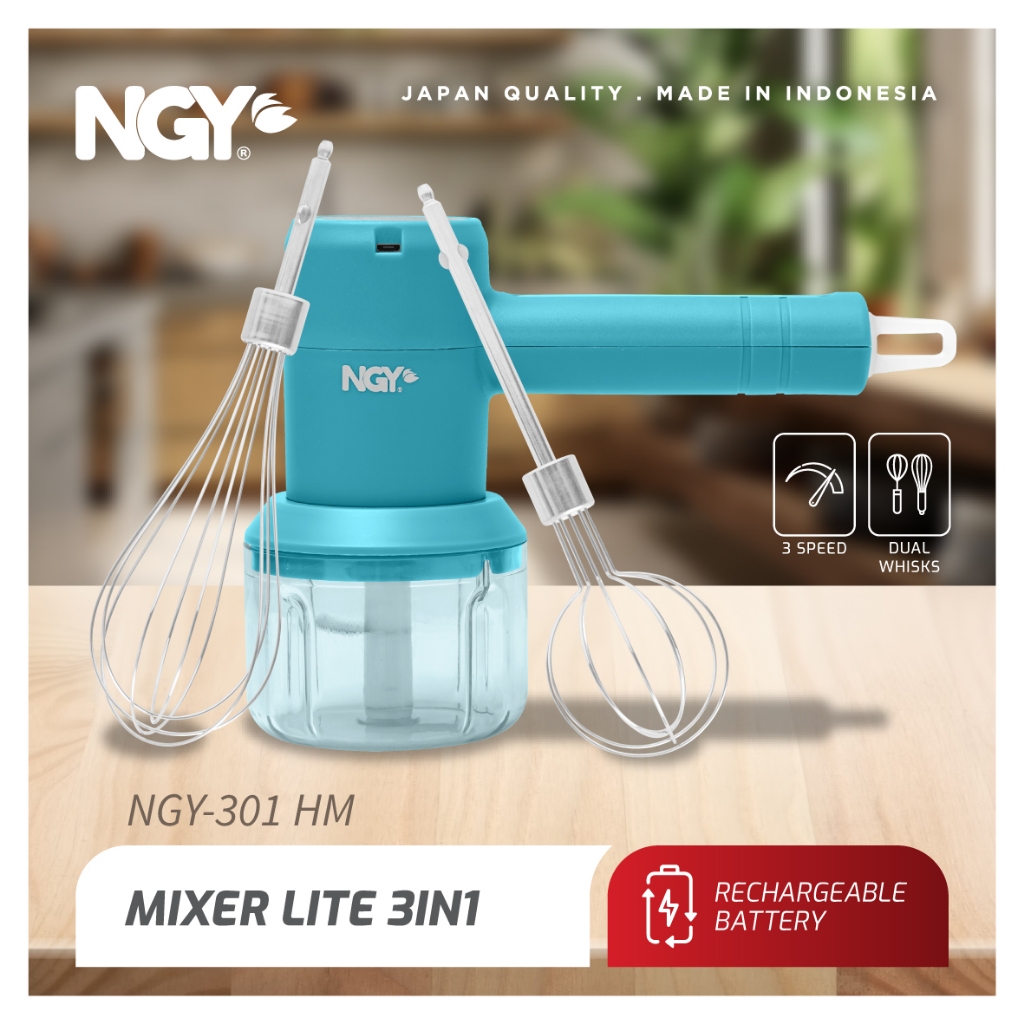 Jual NGY Portable Food Processor 3in1 / Chopper dan Mixer Rechargeable | NGY-301HM NAGOYA ...