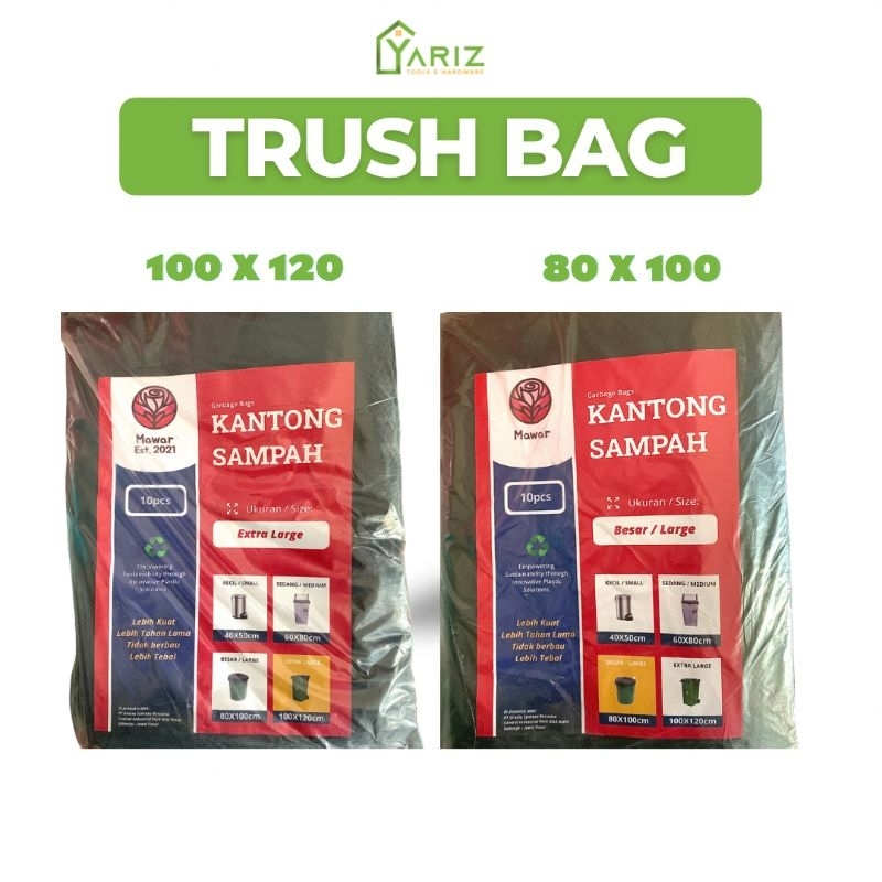 Jual PLASTIK SAMPAH TRUSH BAG 100X120 80X100 ISI 10 LEMBAR | Shopee ...