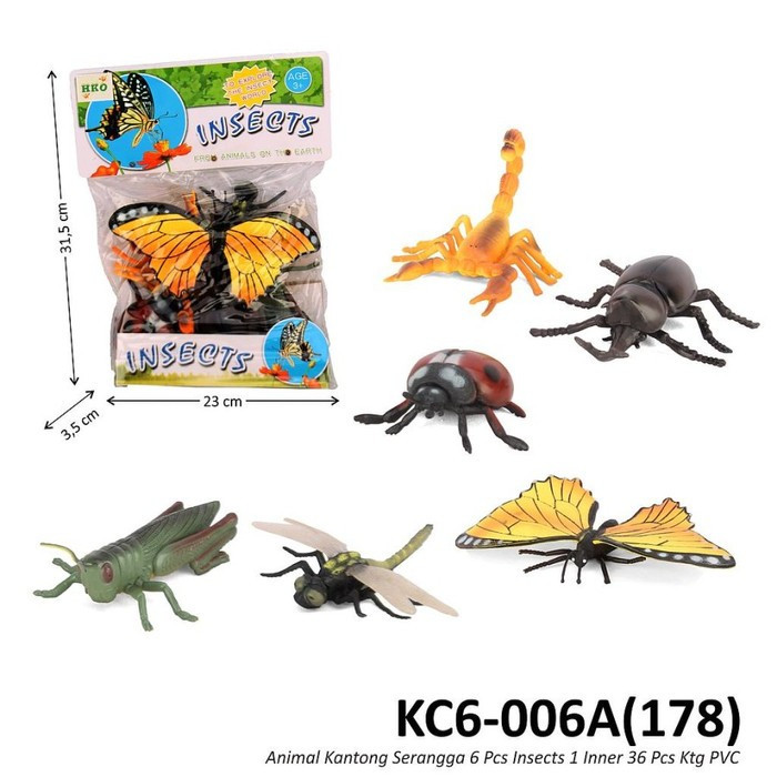 Jual Mainan Binatang Serangga Insects 6 pcs Besar | Shopee Indonesia