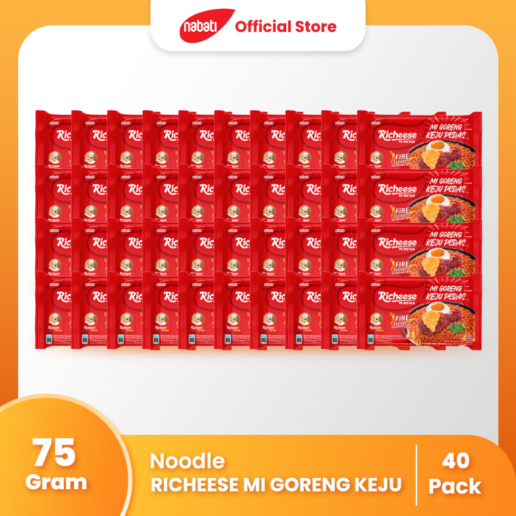 Jual [Bundle Pack Isi 40] Richeese Mi Goreng Keju 75g Level 3 | Shopee ...