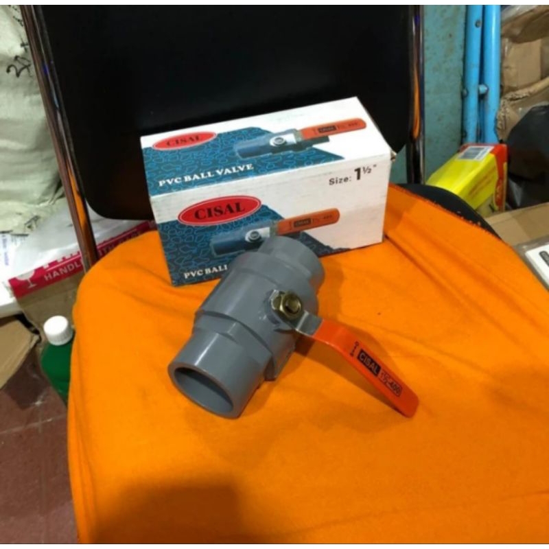 Jual ball Valve pvc gagang besi ss CISAL 1-1/2 inchi setop keran plastik engkol besi stop kran ...