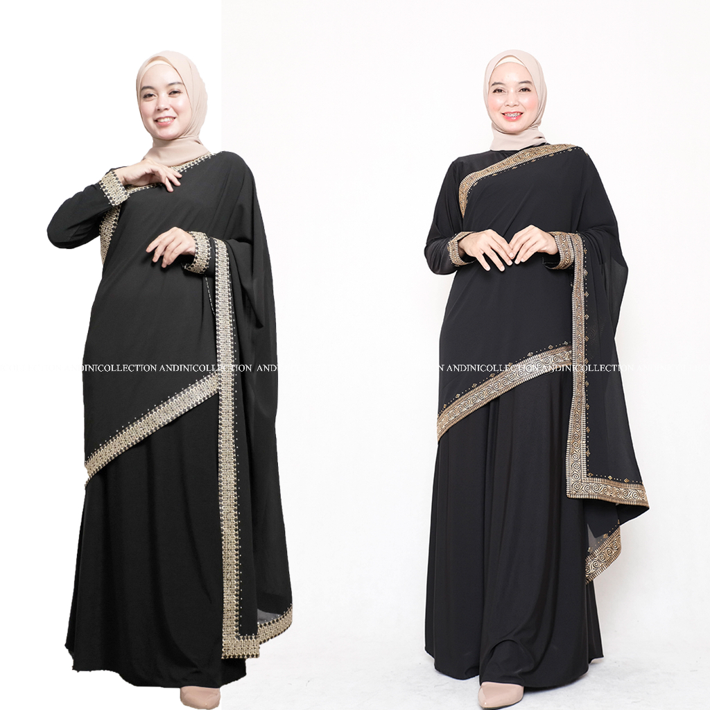 Jual Andinicollection Abaya Turkey 130 Amarta Selendang India Hitam ...