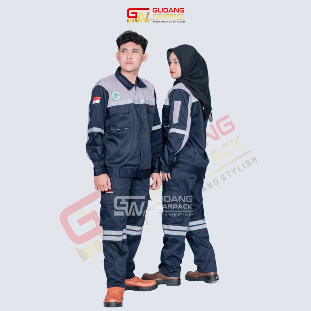 Jual WEARPACK SETELAN Wearpack DONGKER-ABU MUDA/lengan panjang/sleting ...