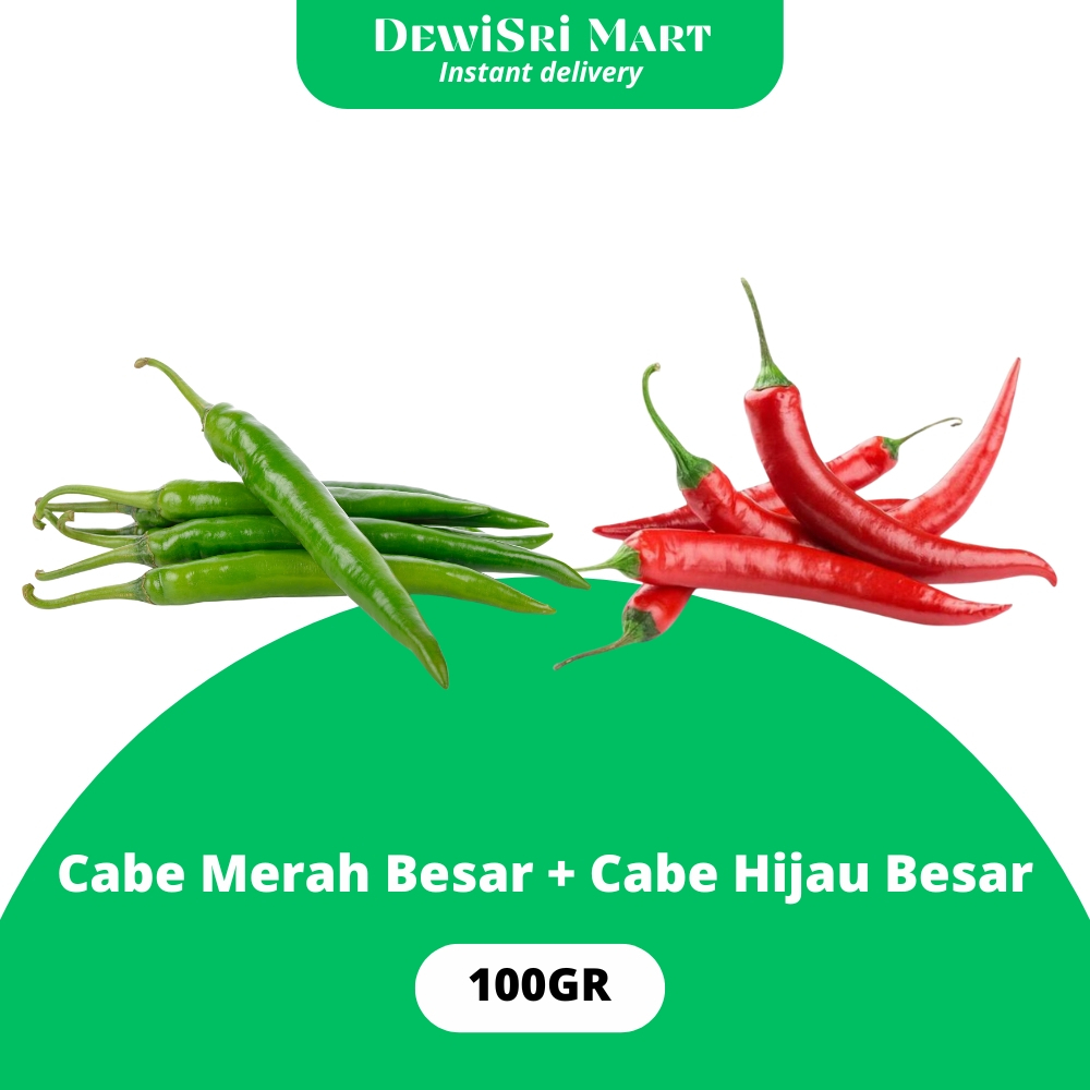 Jual Cabe Merah Besar + Cabe Hijau Besar 100gr - Dewi Sri Mart | Shopee ...