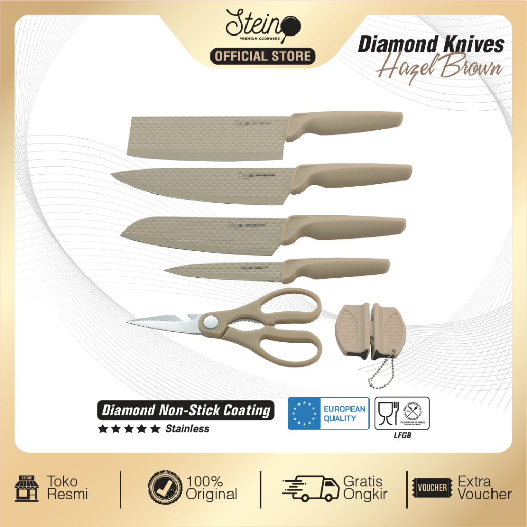 Jual STEIN Diamond Knives Set Hazel Brown - 6 in 1 Set | Shopee Indonesia