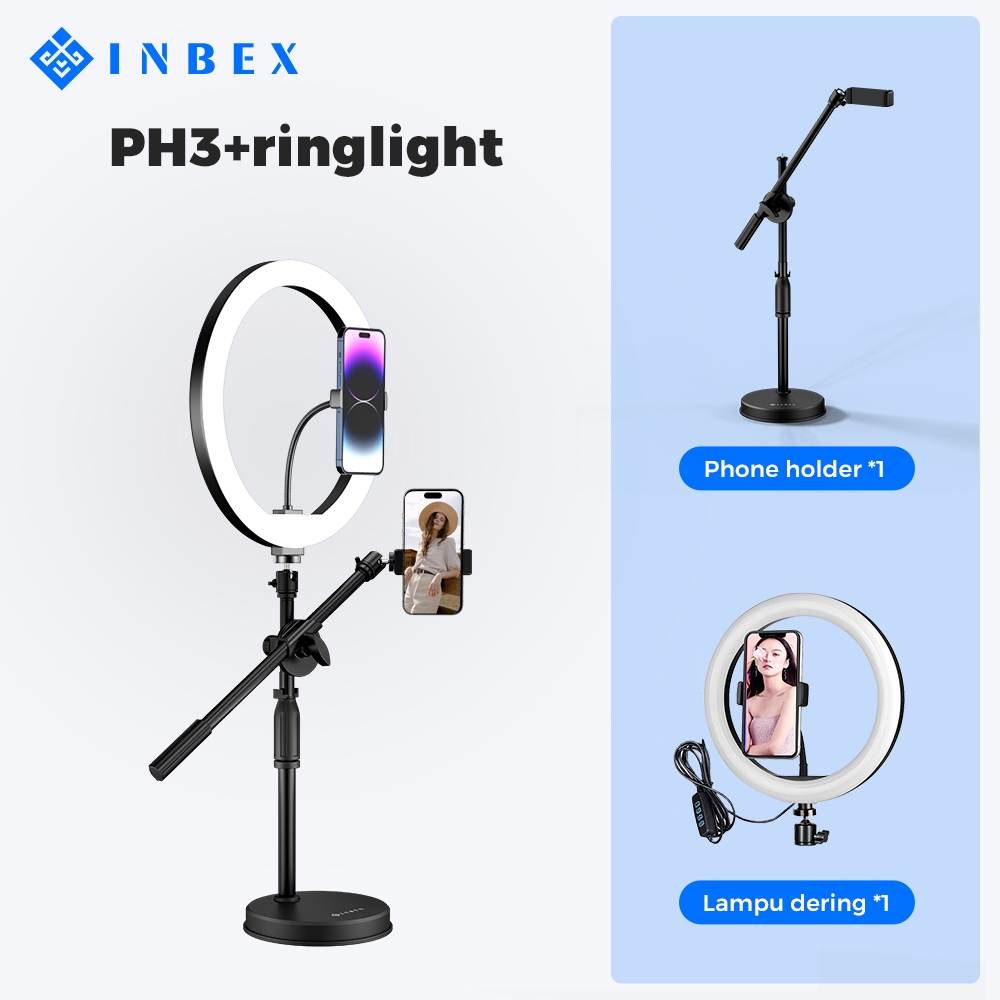 Jual INBEX Paket 26CM Ring Light LED Selfie Lampu Phone Holder for VLOG ...