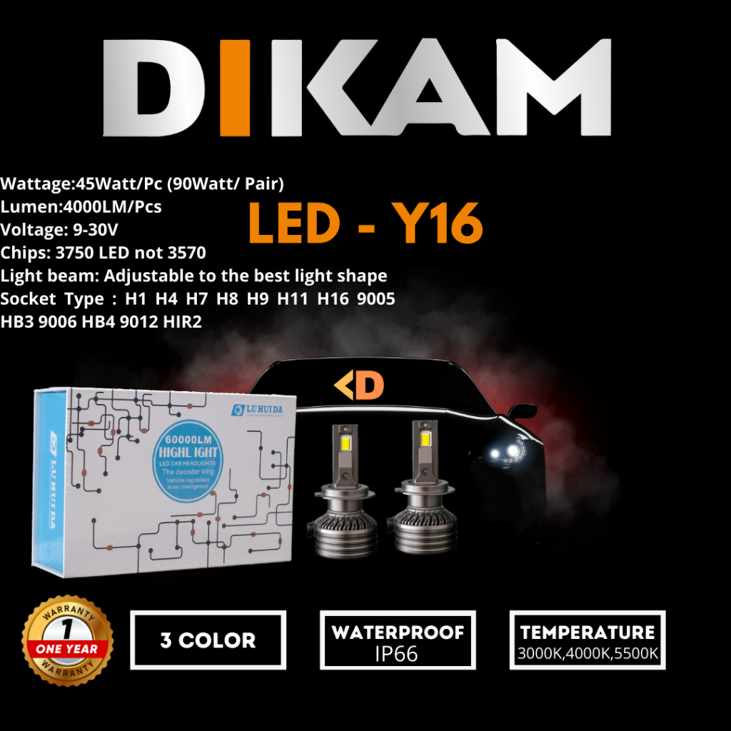 Jual Lampu LED Mobil Y-16 ,3 Warna Lampu Utama Lampu kabut | Shopee ...