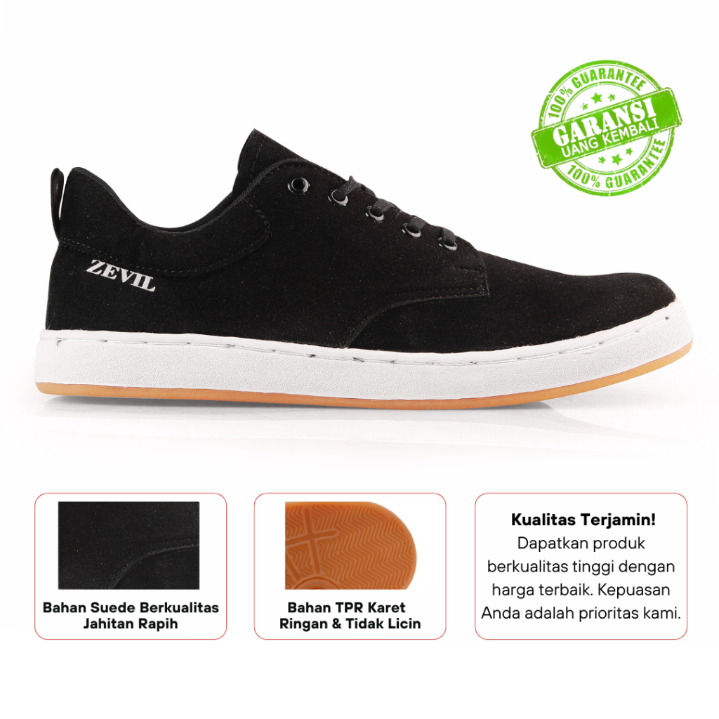 Jual Sepatu Zevil Sneakers Pria Original Casual Tali Sepatu Santai Semi Formal Kerja Kuliah COD ...