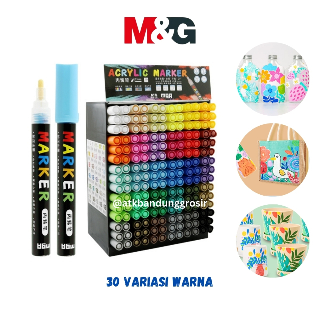 Jual Acrylic Marker M&G 30 Pilihan Warna Spidol Marker Multifungsi Segala Permukaan Kaca Kayu ...