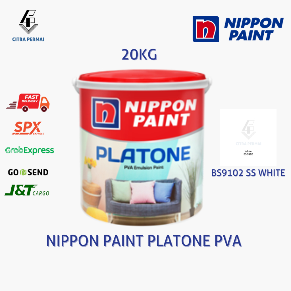 Jual NIPPON PAINT CAT TEMBOK PLATONE PVA WHITE 20KG / CAT TEMBOK ...