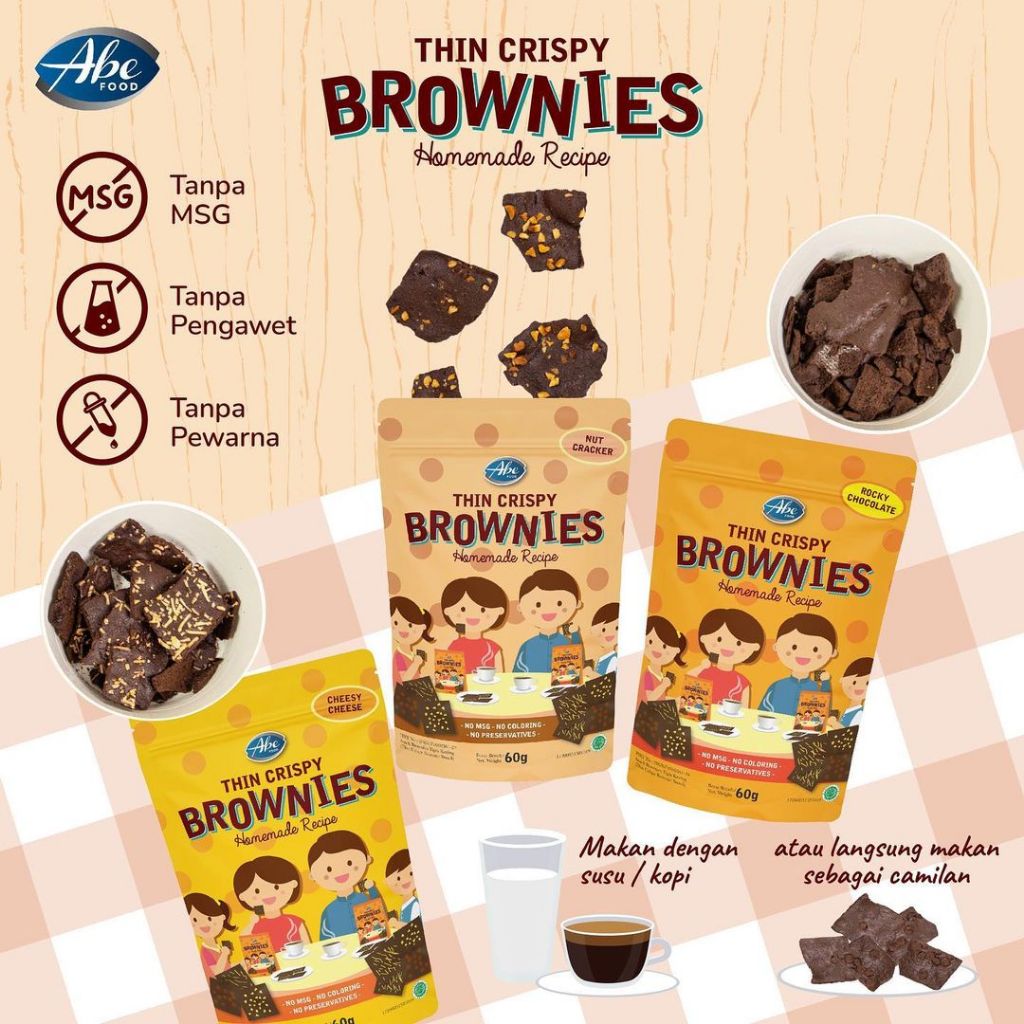 Jual Abe Food Thin Crispy Brownies 60gr - Snack Sehat Anak | Shopee ...