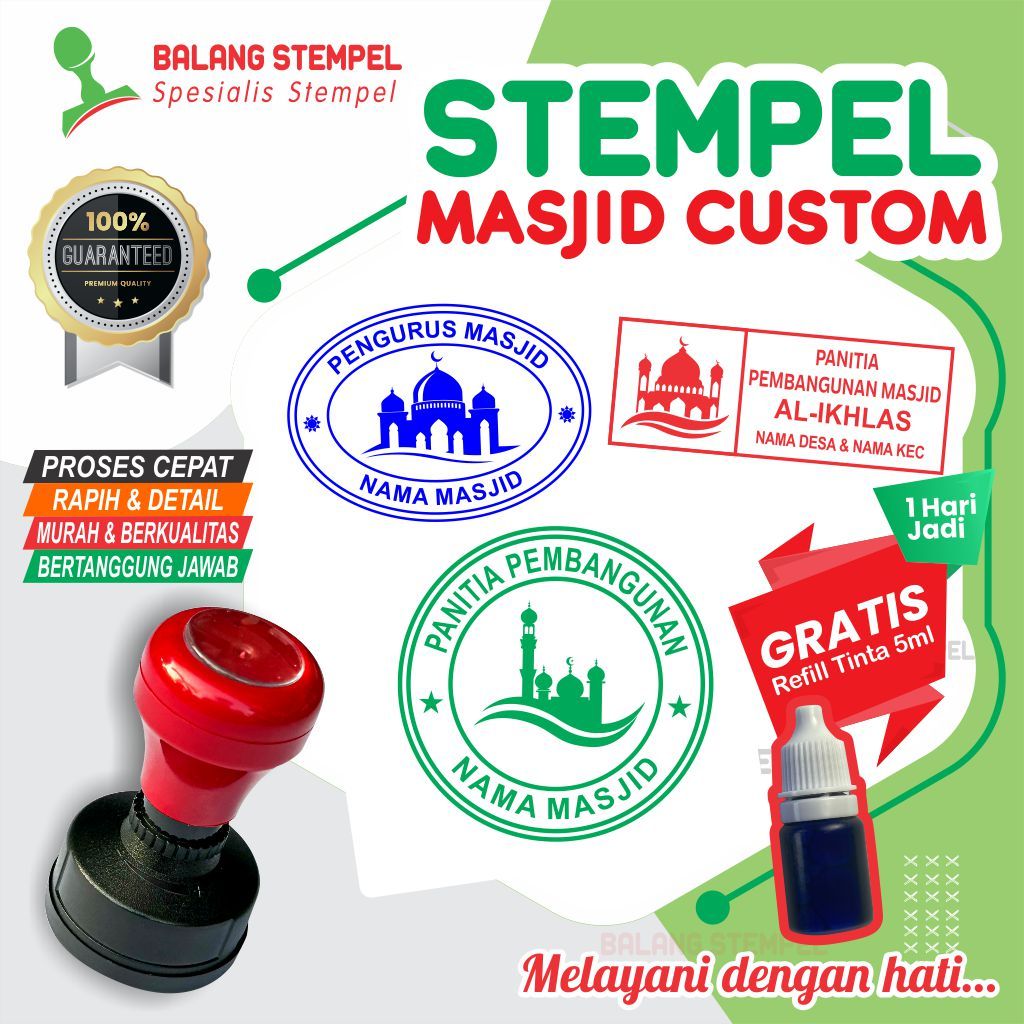 Jual Stempel Masjid flash stam Cetak Cap Mesjid Custom Tulisan Gambar ...