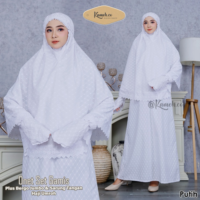 Jual Baju Ihram Wanita Putih Satu Set Lengkap Gamis Umroh Wanita KS ...