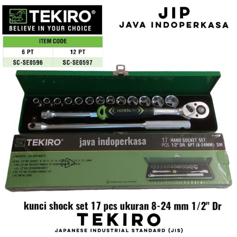 Jual TEKIRO kunci shock set 17 pcs ukuran 8 - 24 mm 1/2" Dr box besi | Shopee Indonesia