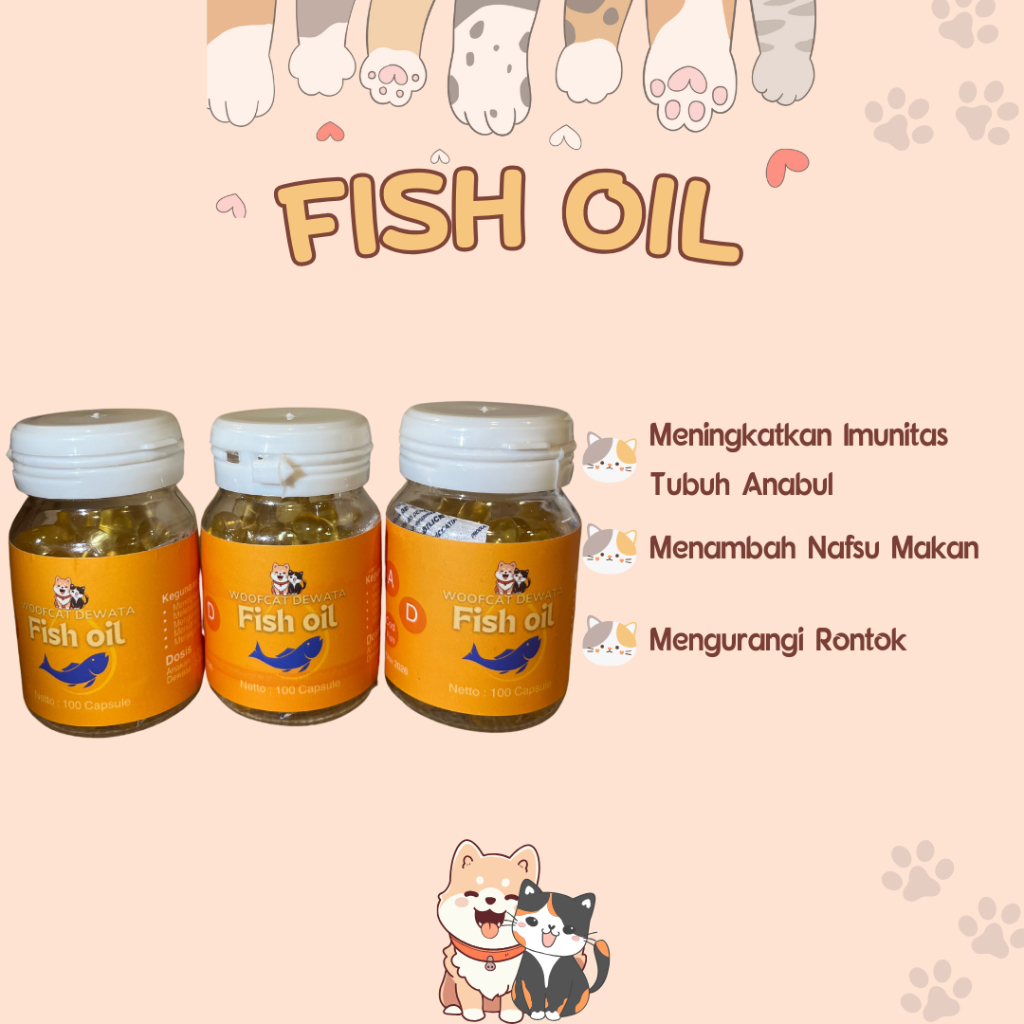 Jual WOOFCAT DEWATA Fish Cod Oil Minyak Ikan Vitamin Bulu Hewan Kucing ...