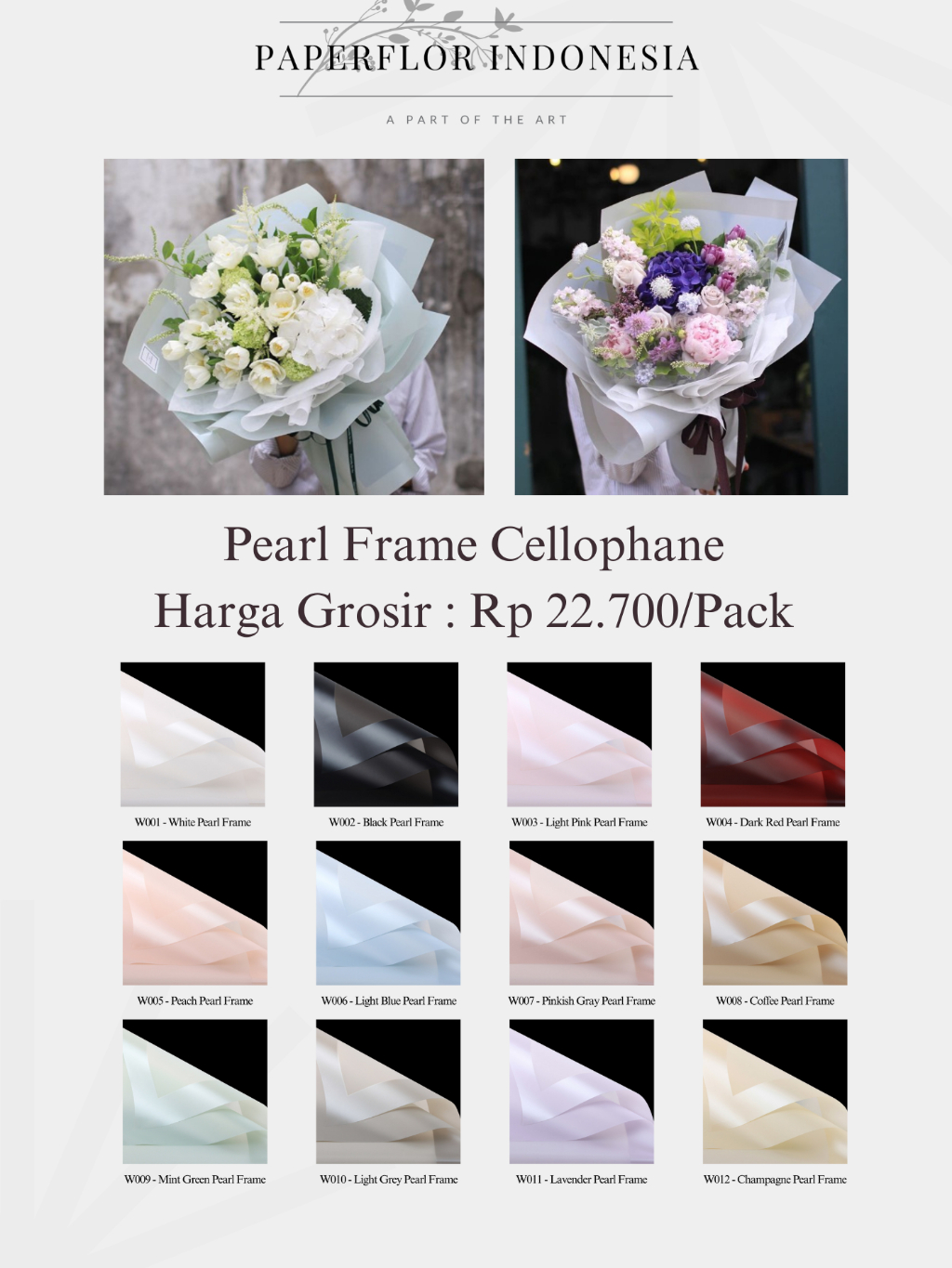 Jual (20 LEMBAR) PEARL FRAME CELLOPHANE - KERTAS WRAP PEMBUNGKUS BUNGA ...
