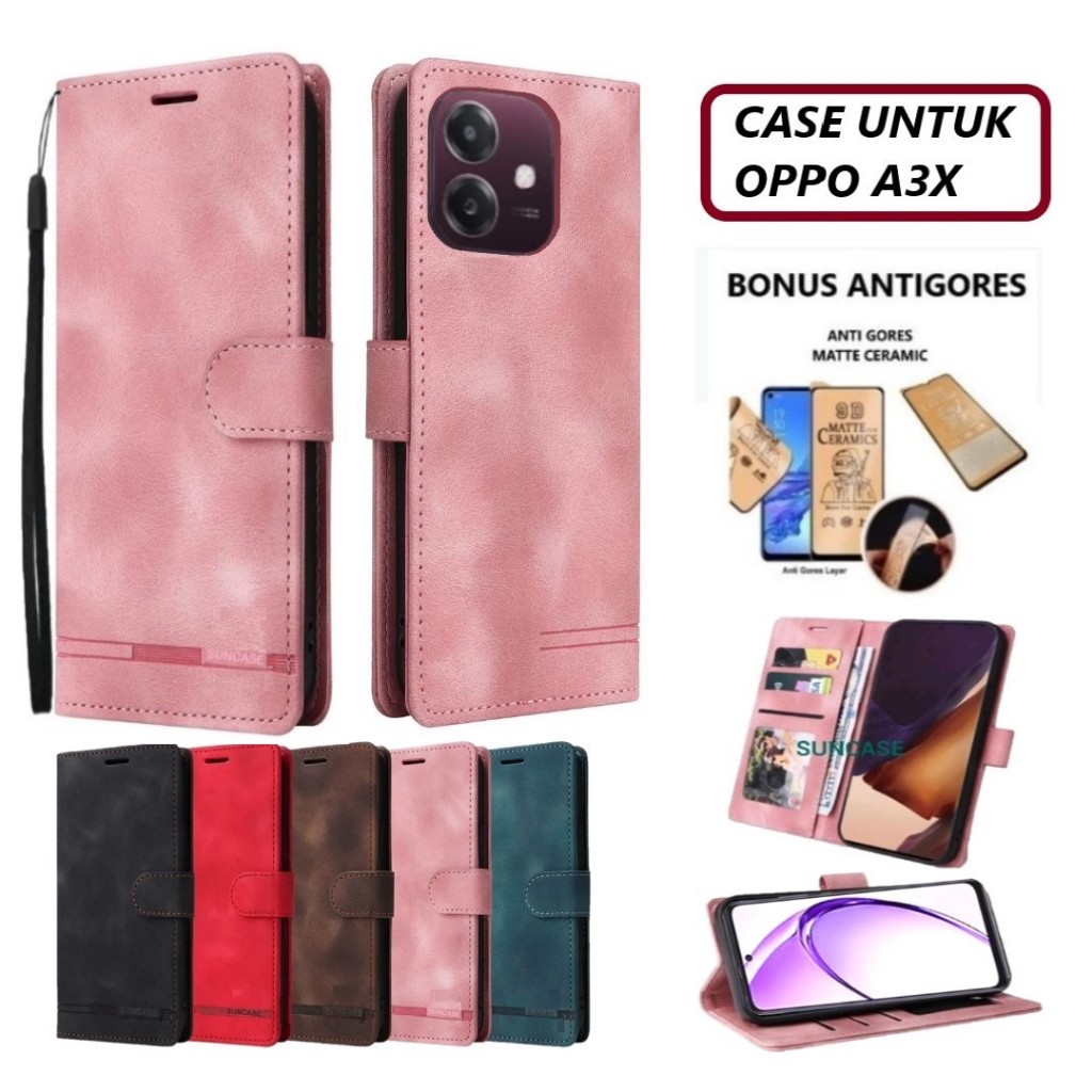 Jual COVER OPPO A3X CASE KULIT MODEL FLIP BUKA TUTUP ADA TEMPAT FOTO ...