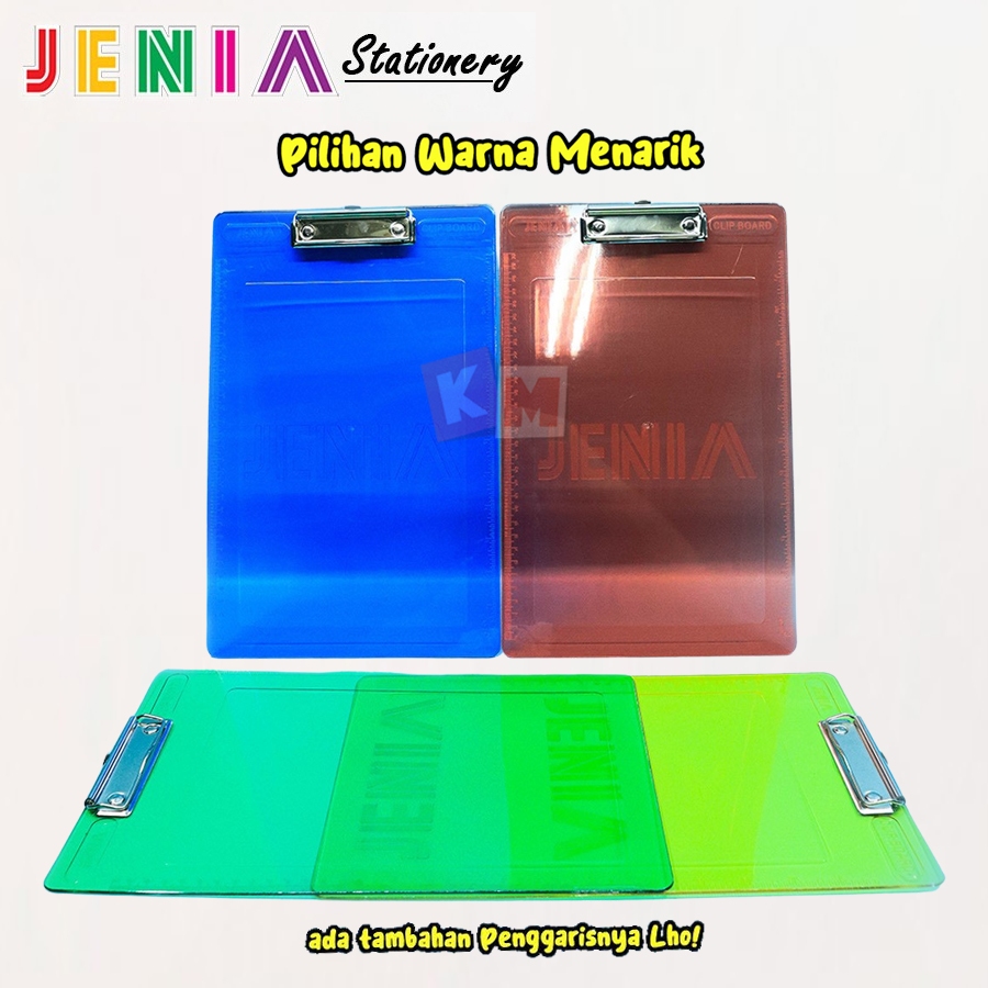 Jual Clipboard Papan Jalan Jenia F4 Folio Transparan Plastik Mika Alas ...