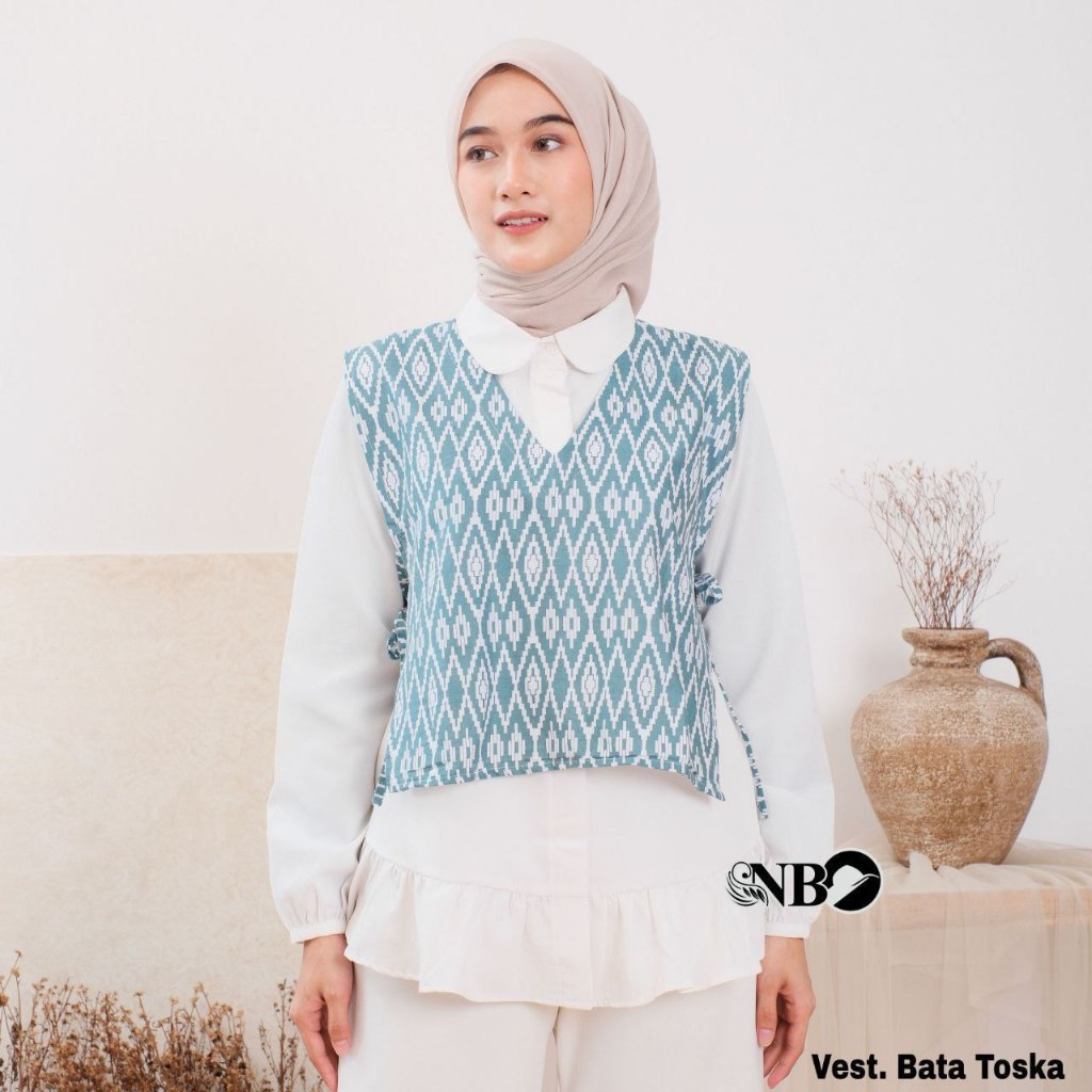 Jual Tunik Vest Rompi Muslim Wanita Elegan Batik Motif Bata - Tampil ...