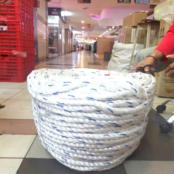 Jual 10 Meter Tali Tambang 12mm 6mm 8mm 10mm 1 roll 220 Meter PP Putih ...