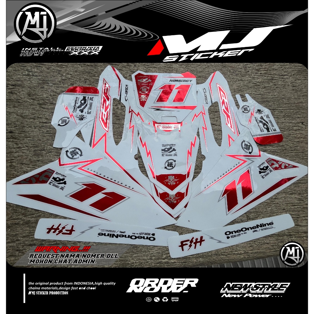 Jual 0093 decal sticker crf 450 desain simpel keren kombinasi merah ...