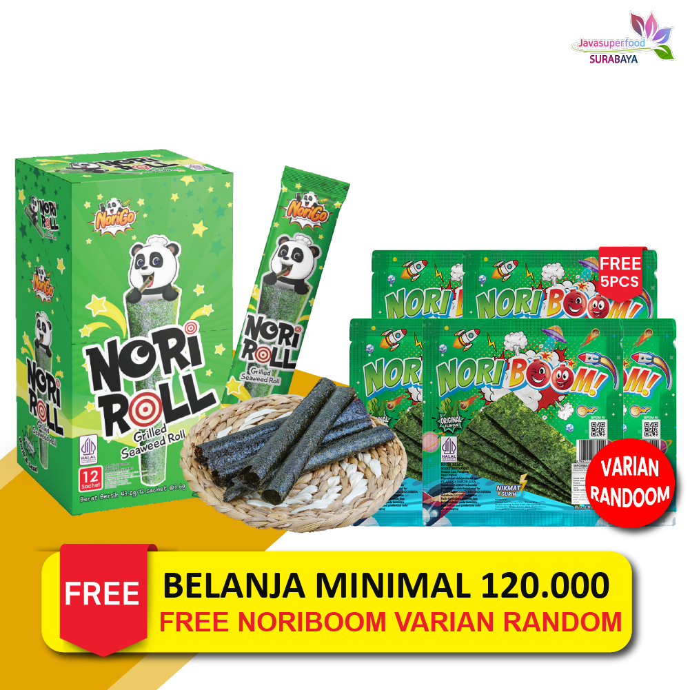 Jual Norigo / Snack Nori Roll Grilled Seaweed Roll 1 box isi 12Pcs ...