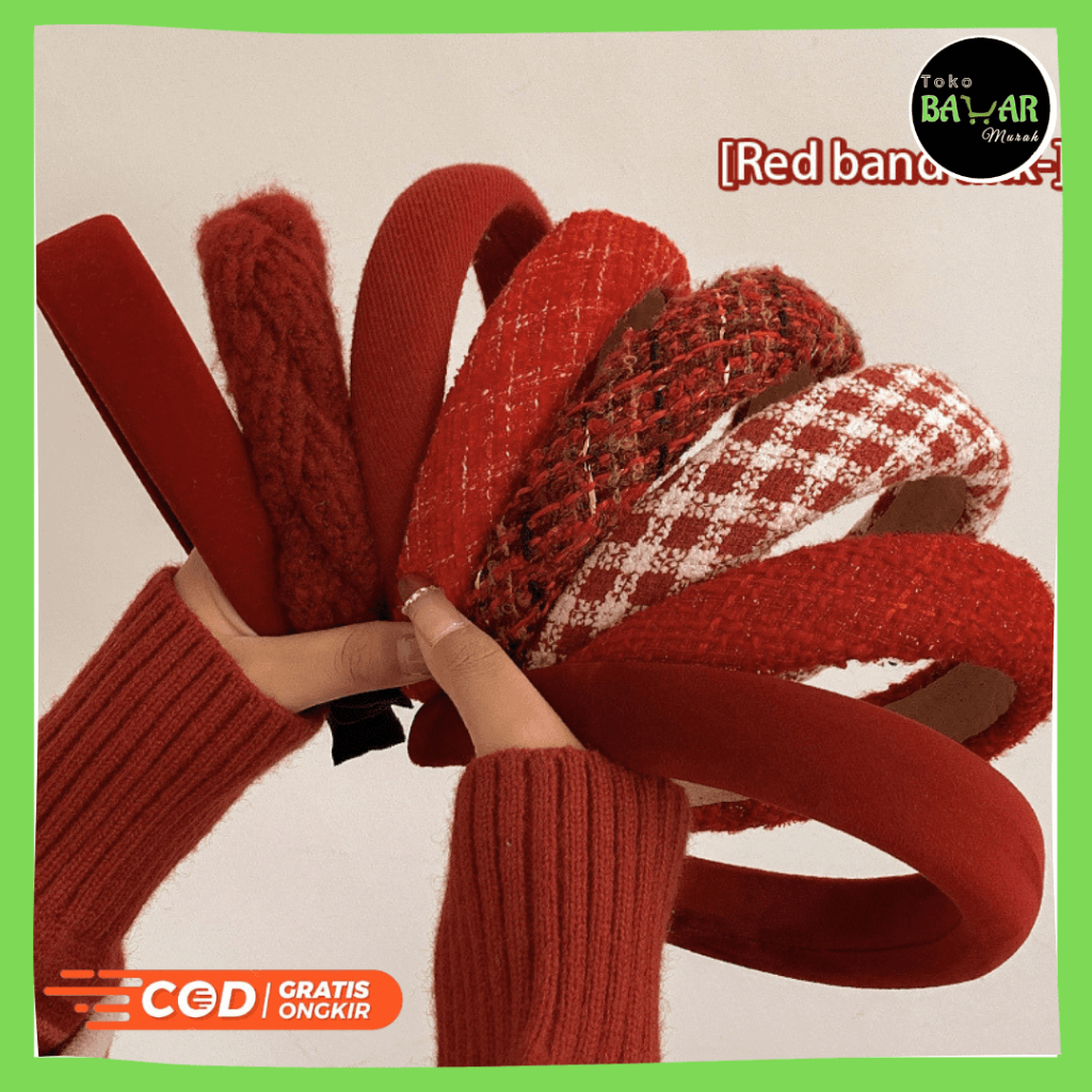 Jual Bando Kain Merah / Bando Kain Busa Merah Tebal / Bandana Busa ...
