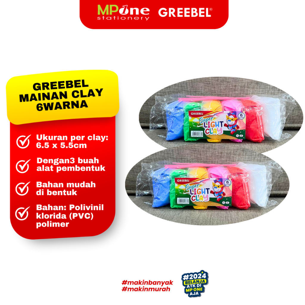 Jual Greebel Mainan Clay Polymer Isi 6 Warna / Slime Clay Plastisin ...