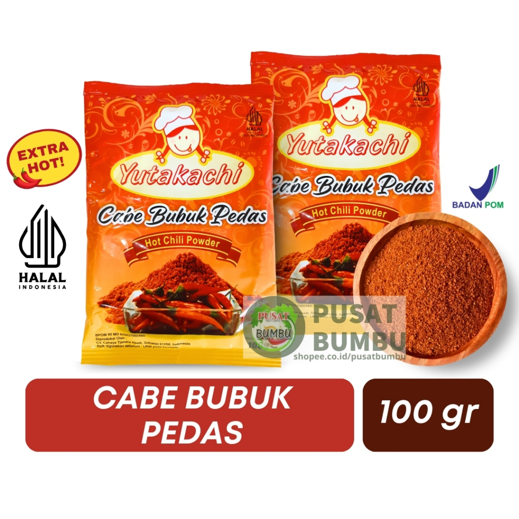 Jual Cabe Bubuk Pedas 100 Gram Yutakachi / Chili Powder / Bubuk Cabai ...