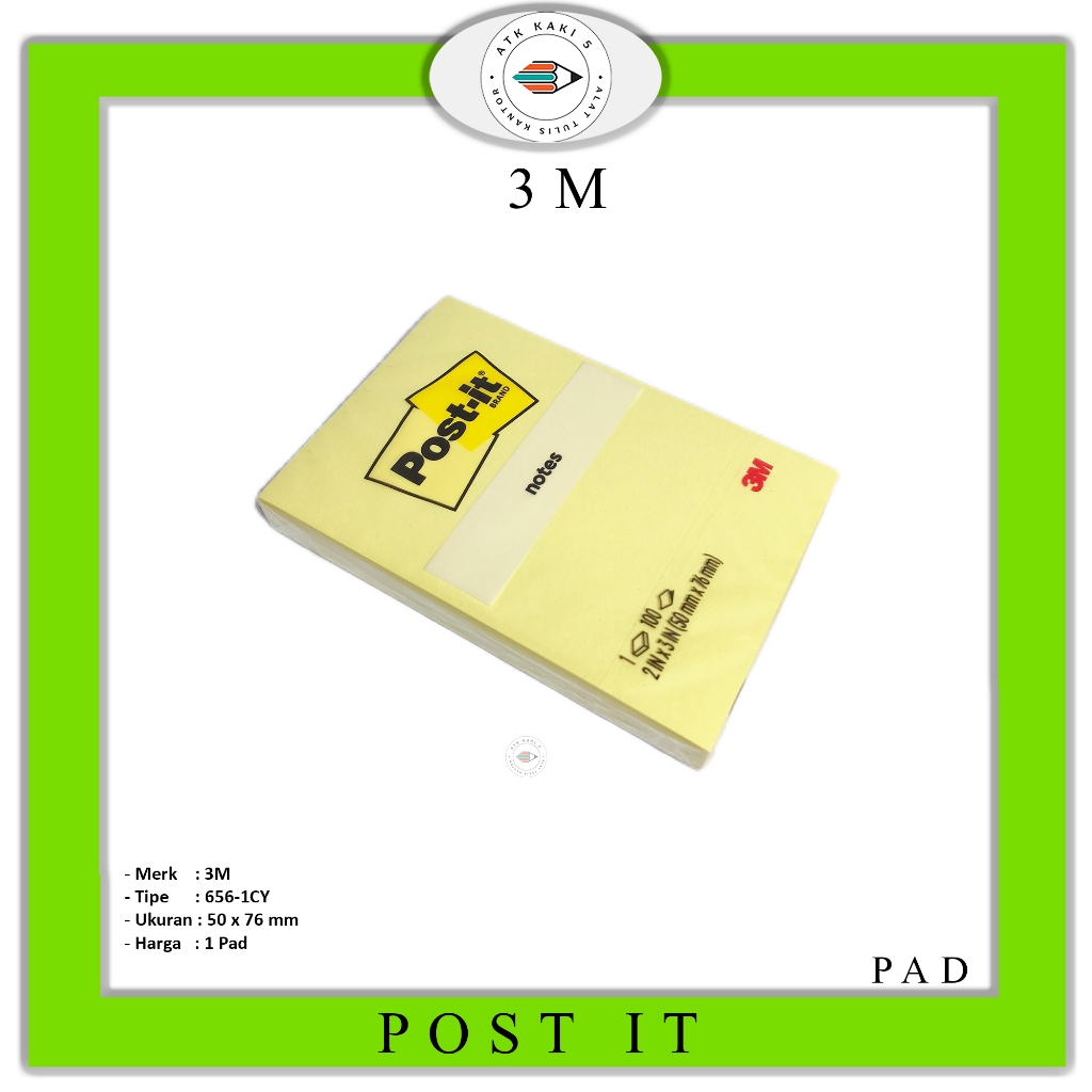 Jual 3M - Post It Sticky Notes 656-1CY 50mm x 76mm Kuning - Pad ...