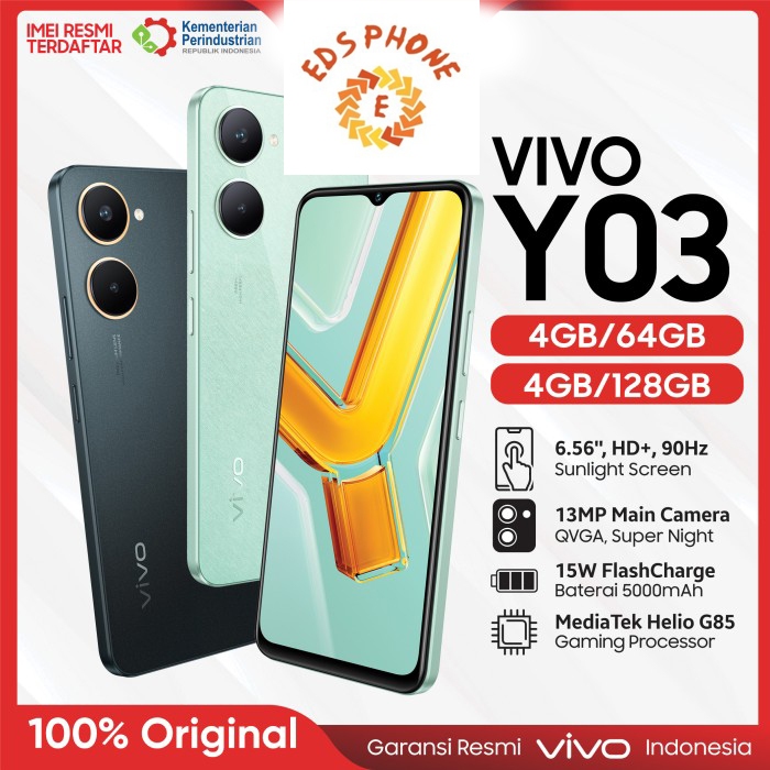 Jual VIVO Y03 4/64 GB GARANSI RESMI | Shopee Indonesia