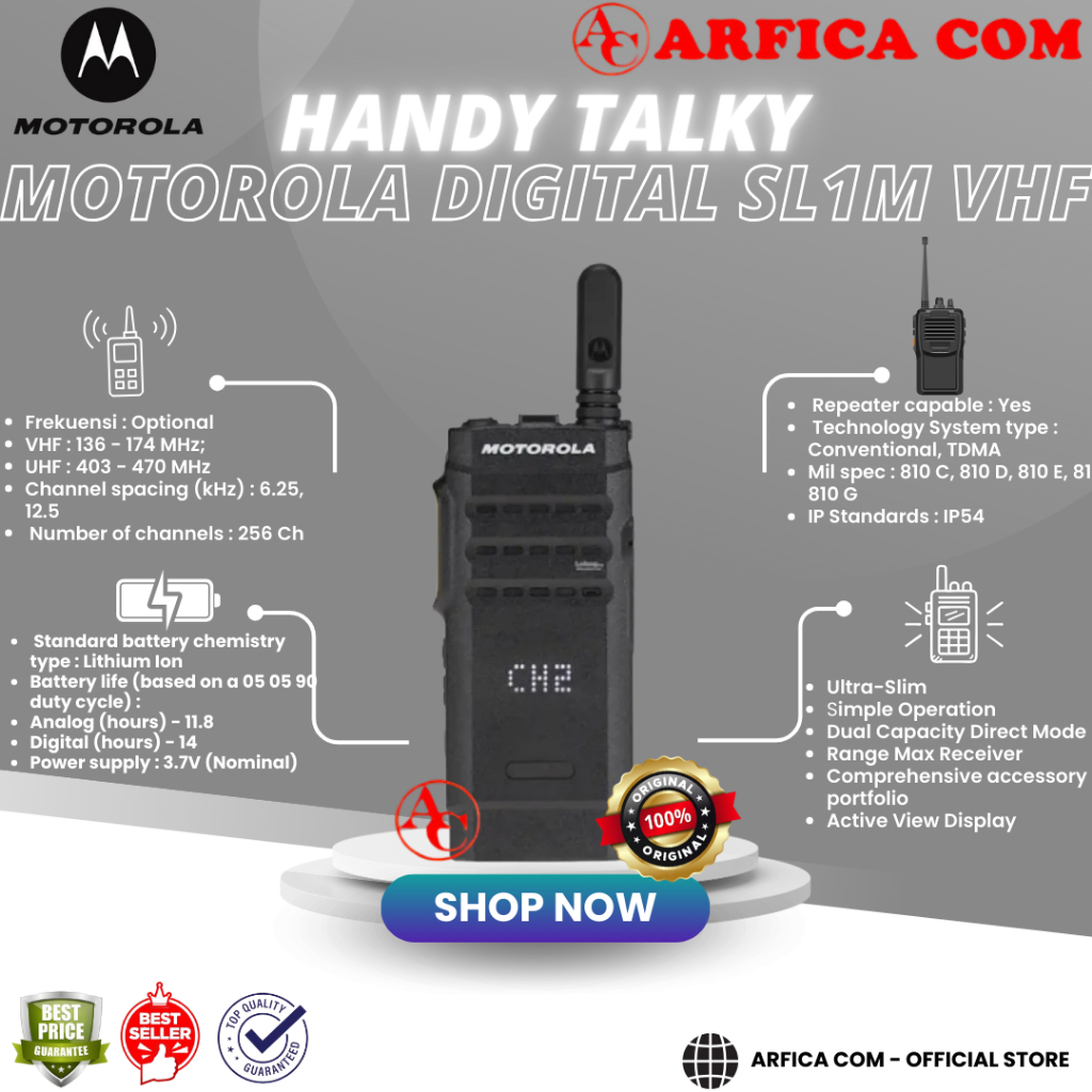 Jual HT MOTOROLA DIGITAL SL1M VHF WALKIE TALKY DIGITAL SLIM GARANSI ...