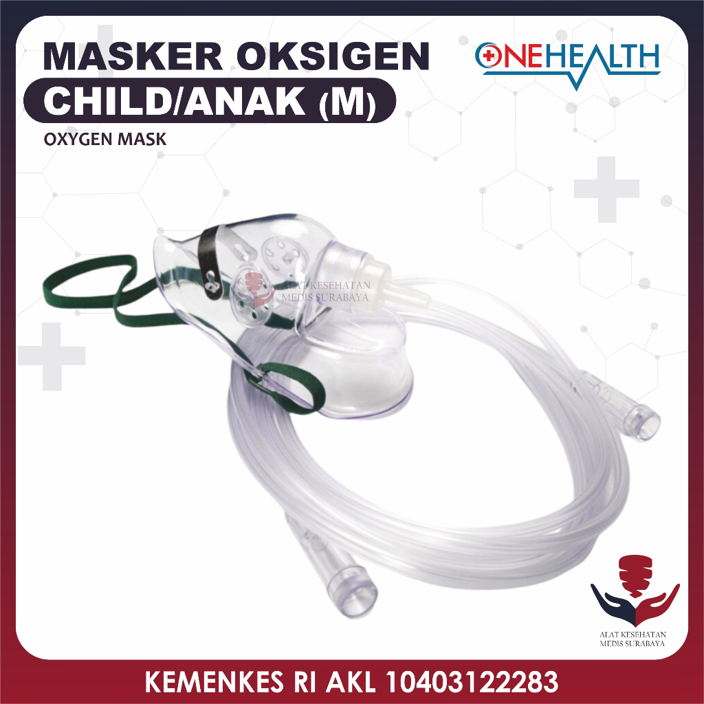 Jual OneHealth Oxygen Mask M Child Masker Oksigen Anak Selang Penapasan ...