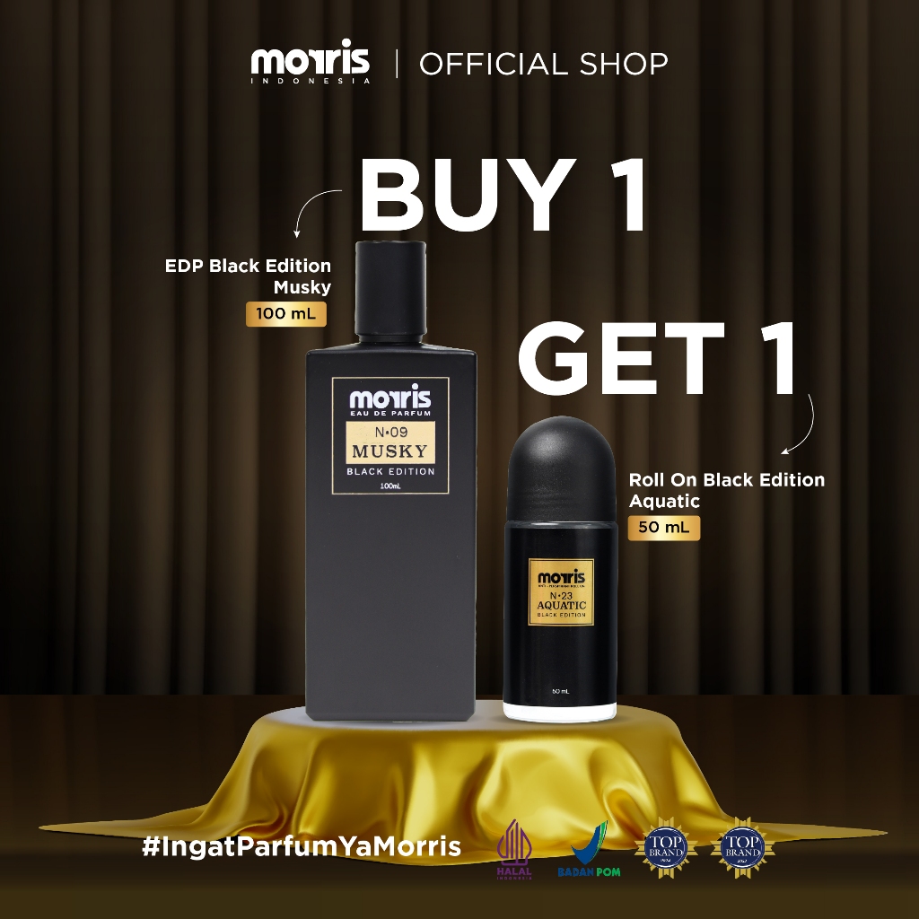 Jual [BUY 1 GET 1] Morris Black Edition 100ml X Roll ON Deodorant Black ...