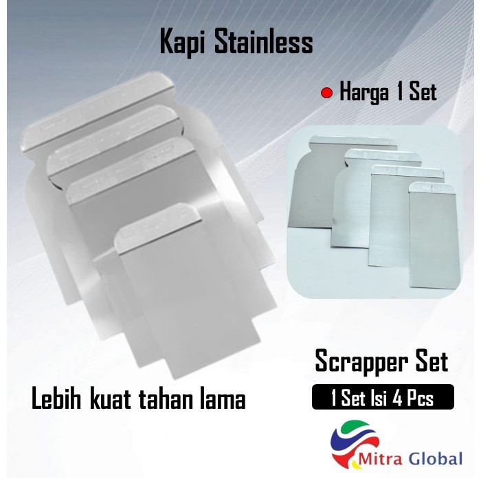 Jual Kapi Kape Set 4 Pcs Cat Besi Stainless Lentur Alat Dempul Scrub ...
